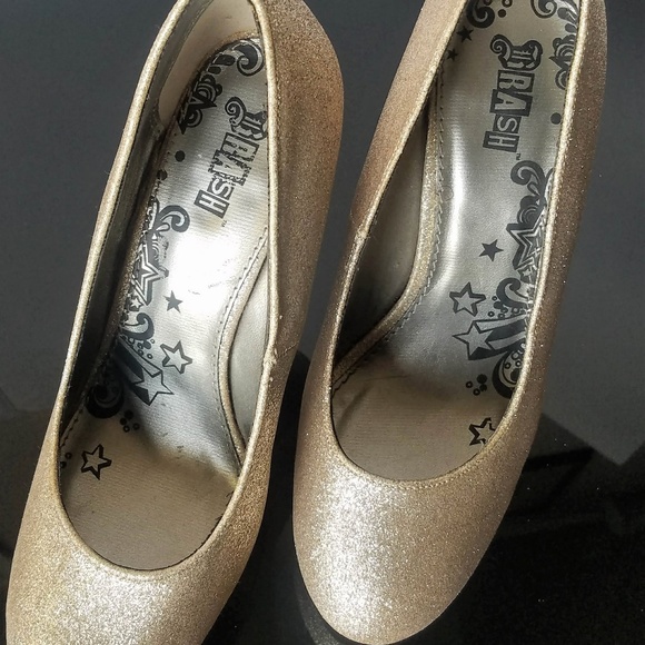 Brash | Shoes | Brash Metallic Gold Glitter Platform Heels 8 W | Poshmark